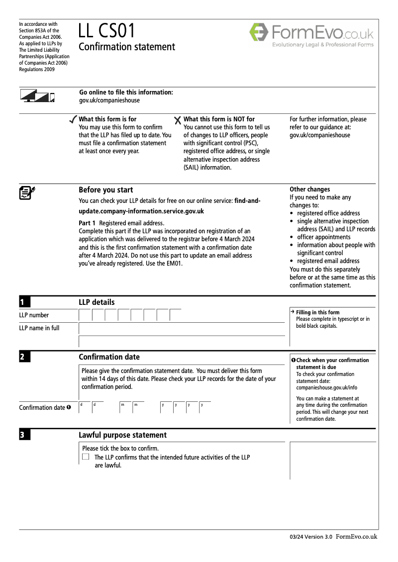 LL CS01 Confirmation statement - Limited Liability Partnerships (LLP ...