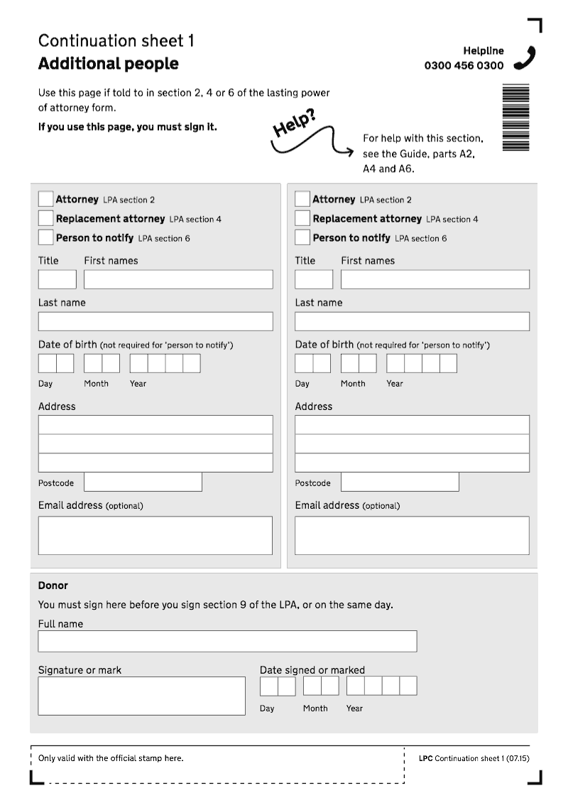 LPC Continuation Sheet 1 Continuation sheet for additional people ...